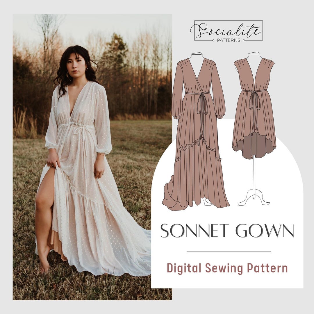 Sonnet Gown Pattern. PDF Printable and Projector Sewing Pattern and ...