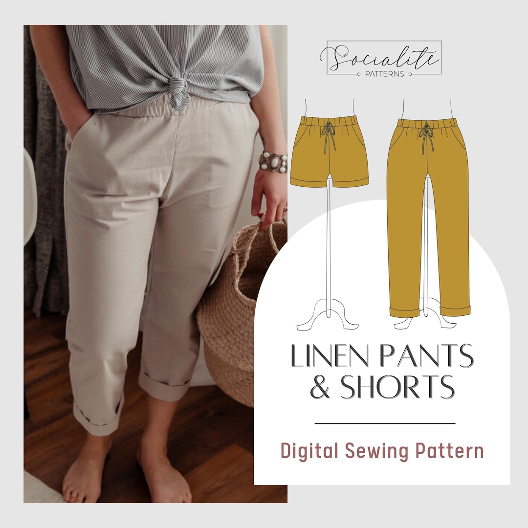 Linen Pants and Shorts Pattern. Women's PDF Printable and Projector ...