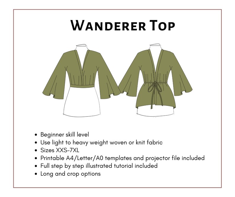 Wanderer Top Pattern. Women's PDF Printable and Projector - Etsy