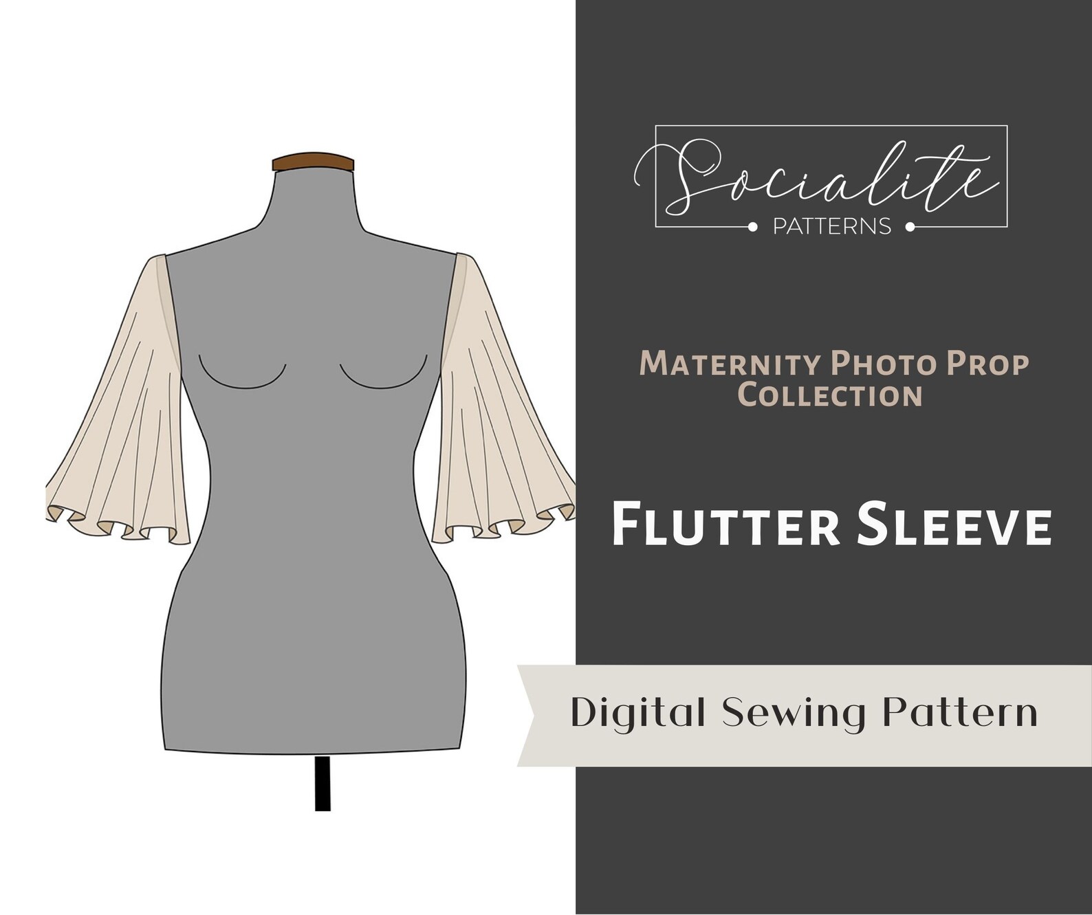 Flutter Sleeve PDF Pattern and Tutorial for Maternity Gowns or - Etsy