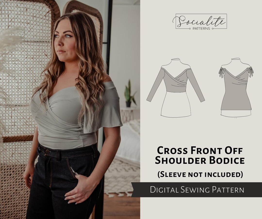 Off Shoulder Cross Front Bodice Pattern. Women's PDF Printable and ...