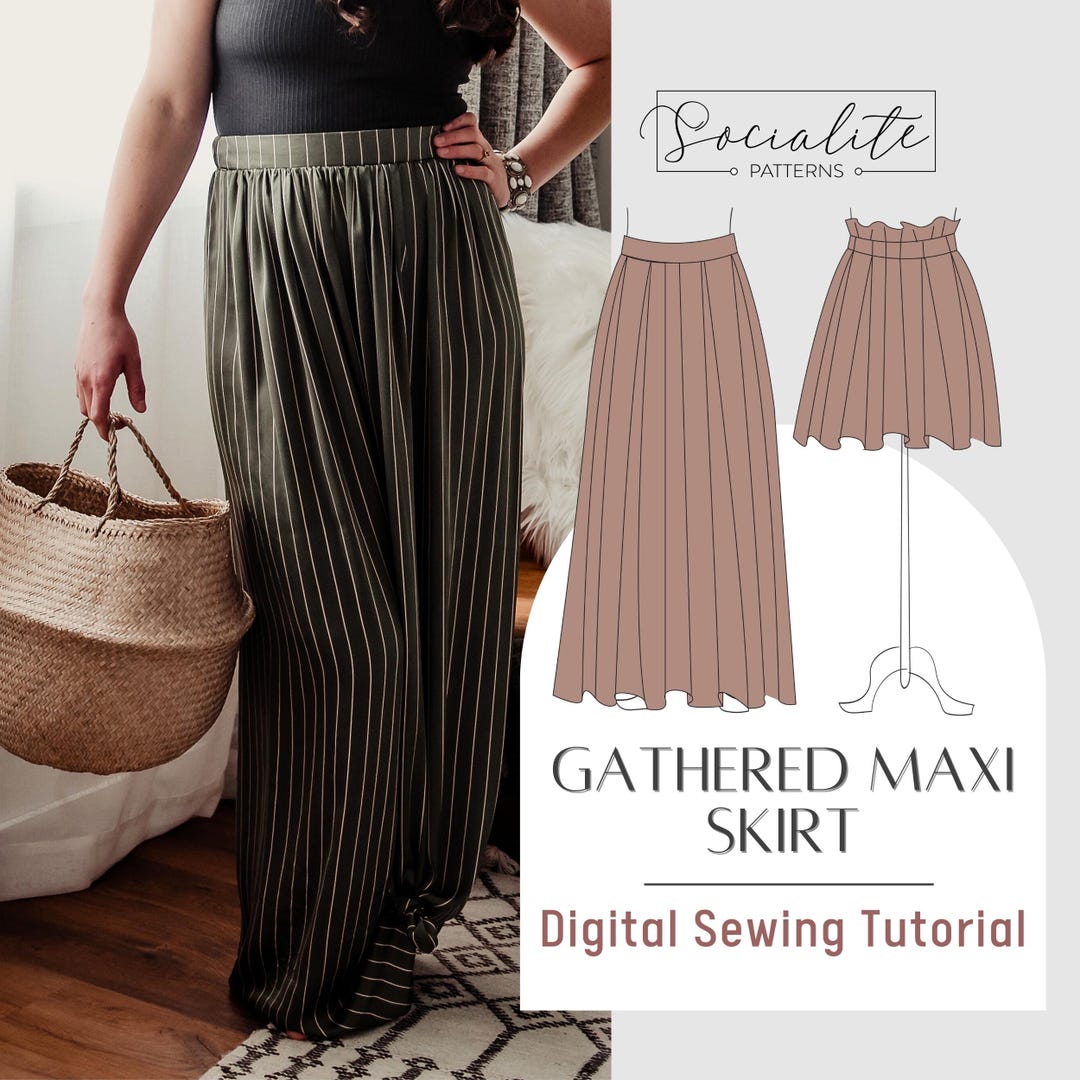 Gathered Maxi Skirt Sewing Pattern: Women's Sizes XXS-7XL (PDF) - Etsy