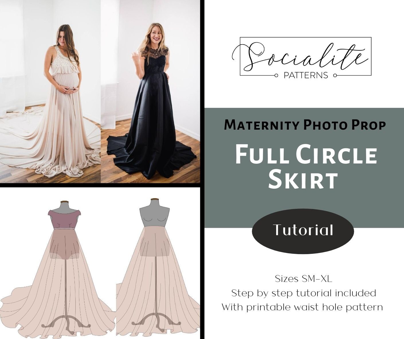 Maternity Full Circle Skirt PDF Tutorial. DIY Maternity Gown | Etsy