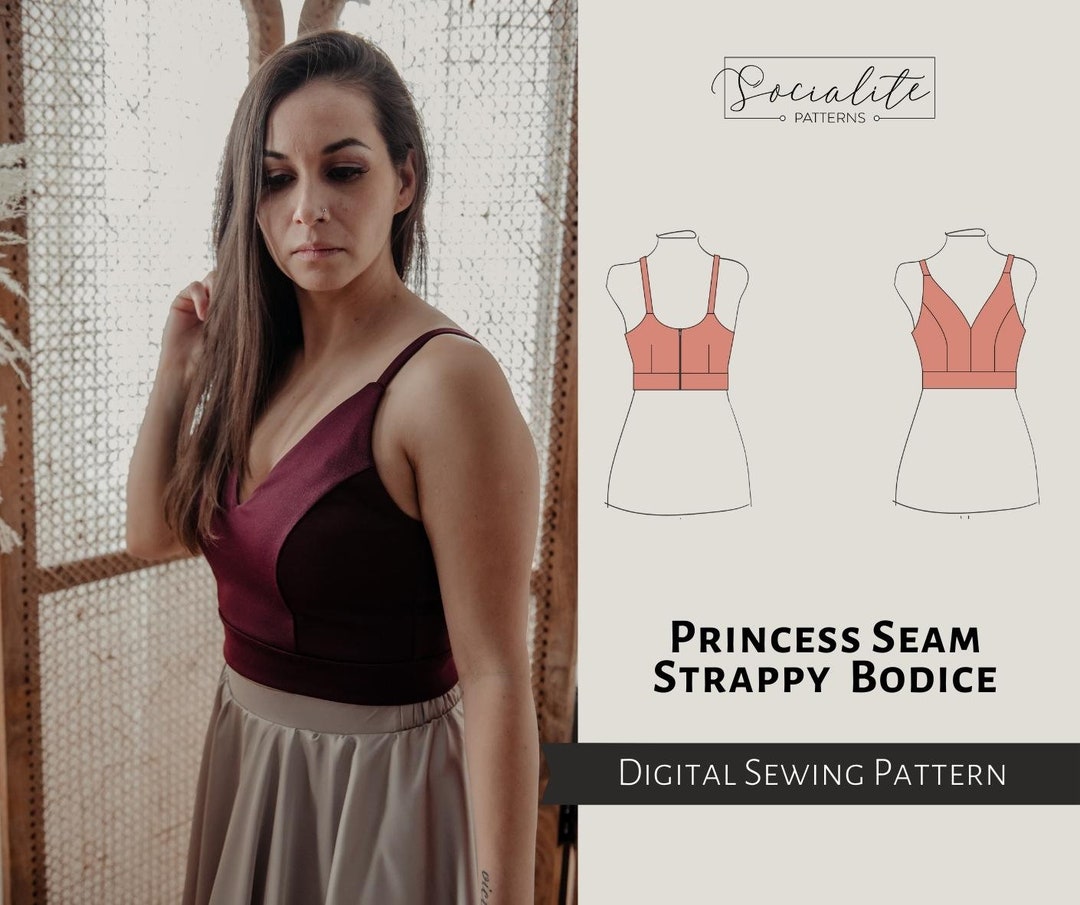 Princess Seam Strappy Bodice Pattern. Women's PDF Printable and ...