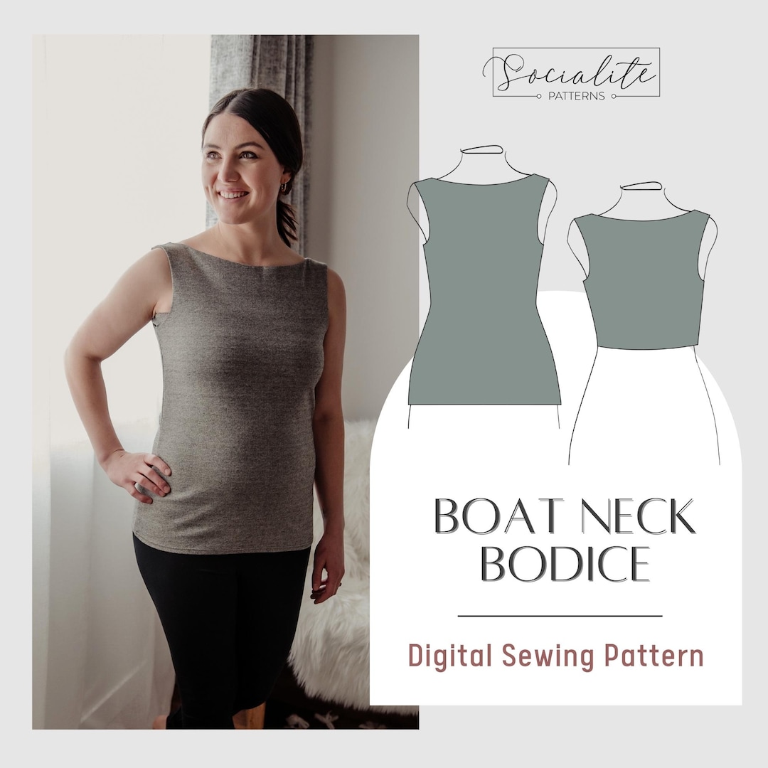 Boat Neck Bodice Sewing Pattern, Knit Shirt (PDF Pattern) - Etsy UK
