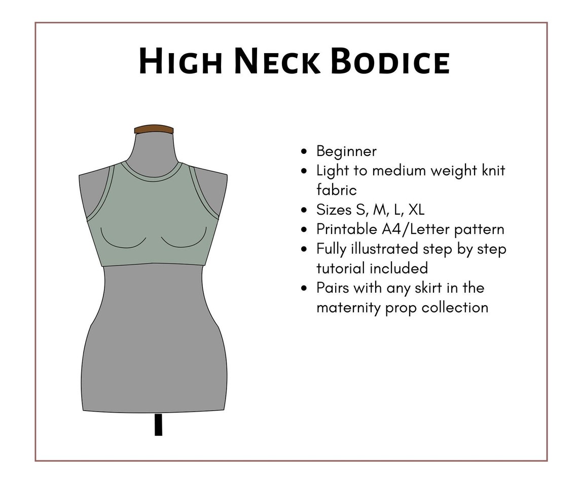 Maternity High Neck Bodice PDF Pattern and Tutorial for | Etsy