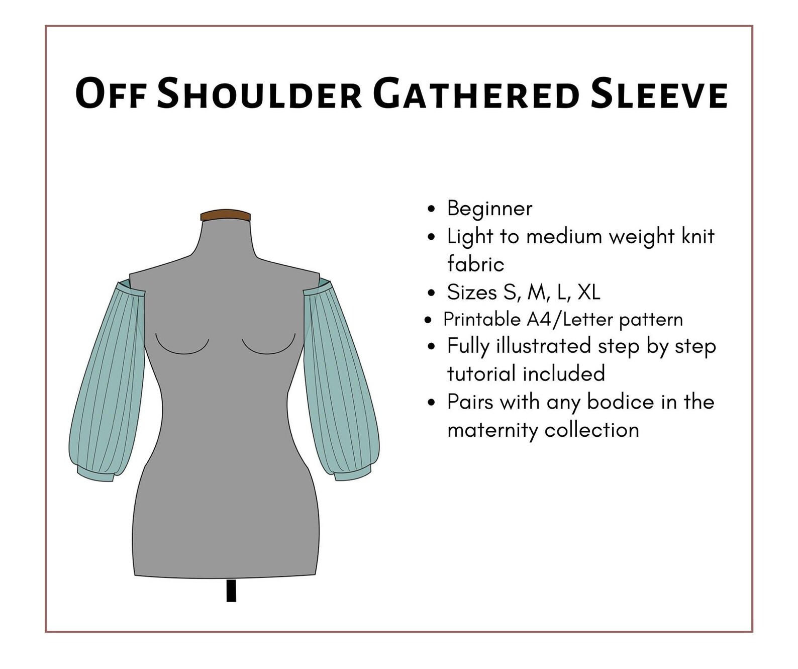 Off Shoulder Gathered Sleeve PDF Pattern and Tutorial. DIY - Etsy