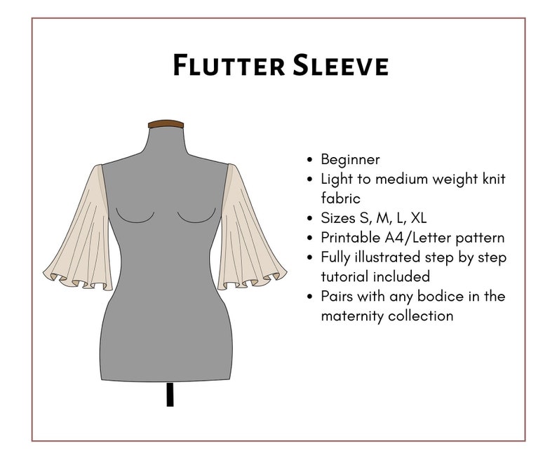 Flutter Sleeve PDF Pattern and Tutorial for Maternity Gowns or - Etsy