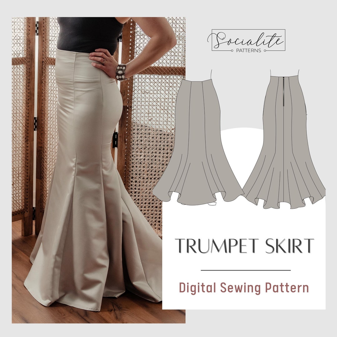 Trumpet Skirt Pattern. Women's PDF Printable and Projector Sewing ...