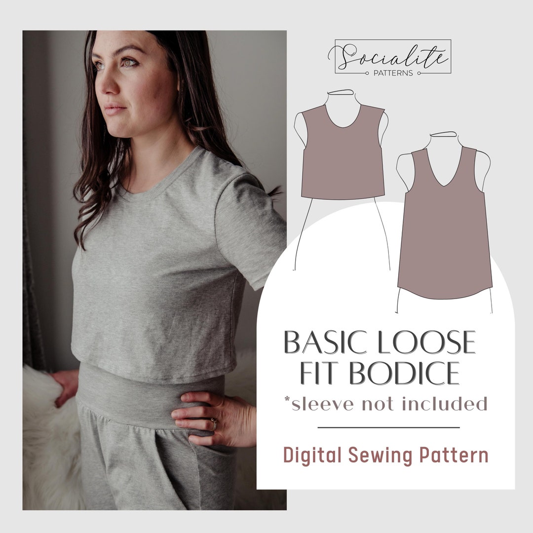 Basic Loose Fit Bodice Pattern. Women's PDF Printable and Projector ...