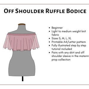 Maternity off Shoulder Ruffle Bodice. Pdf Sewing Pattern and Tutorial ...