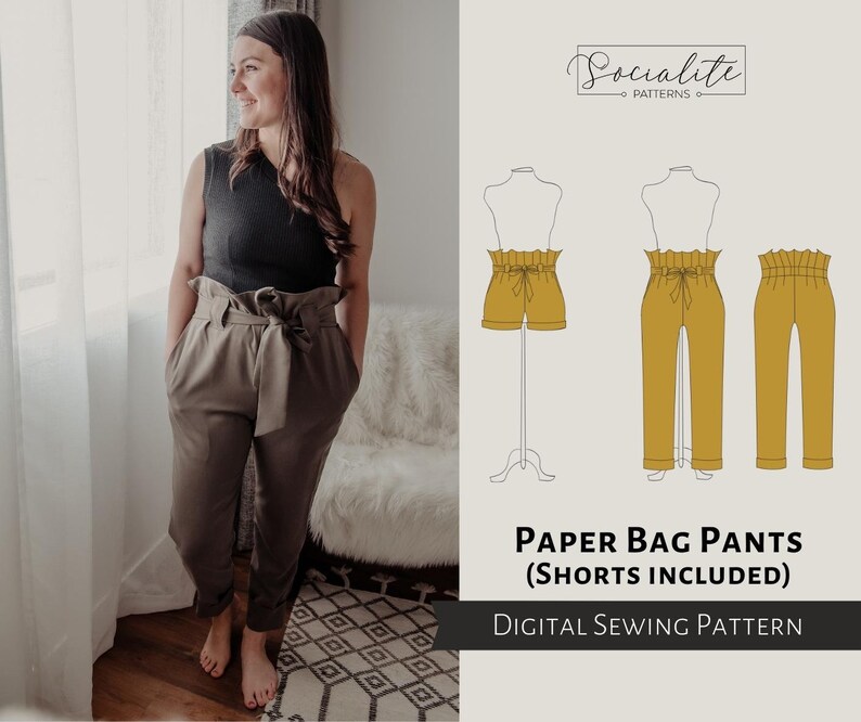 Paper Bag Pants and Shorts Pattern. Women's PDF Printable - Etsy
