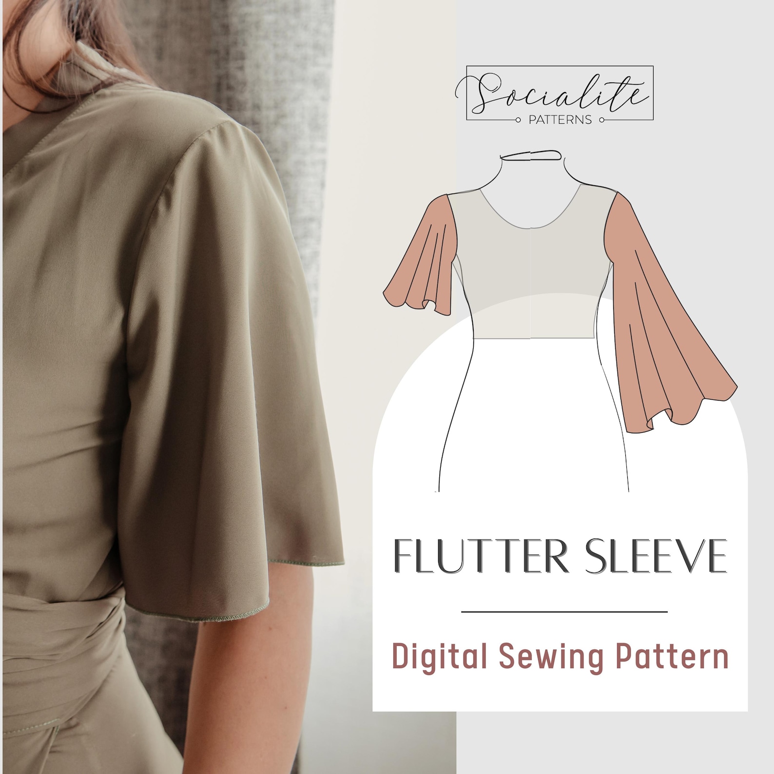 Flutter Sleeve Pattern. Women's PDF Printable and Projector Sewing ...