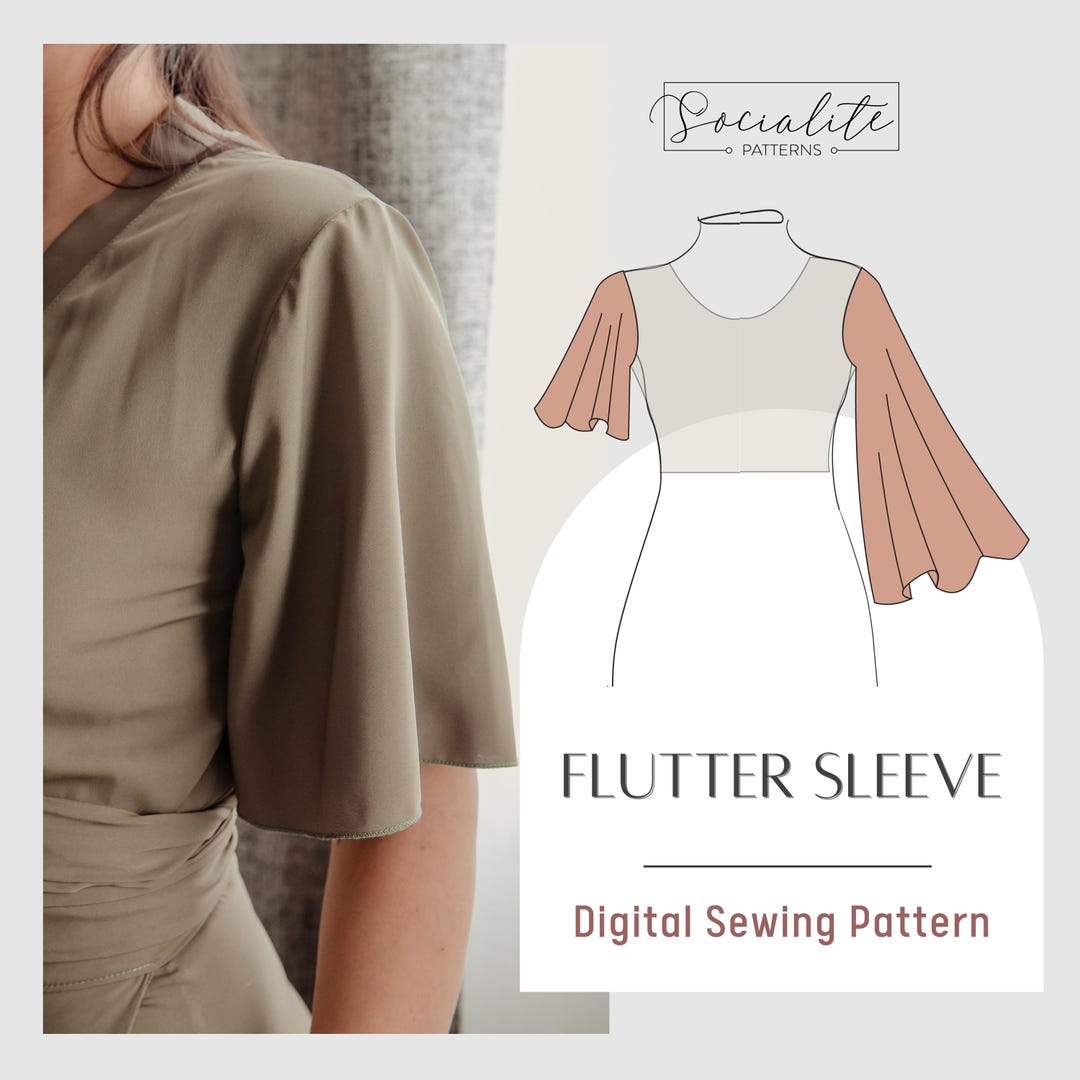Flutter Sleeve Pattern. Women's PDF Printable and Projector Sewing ...