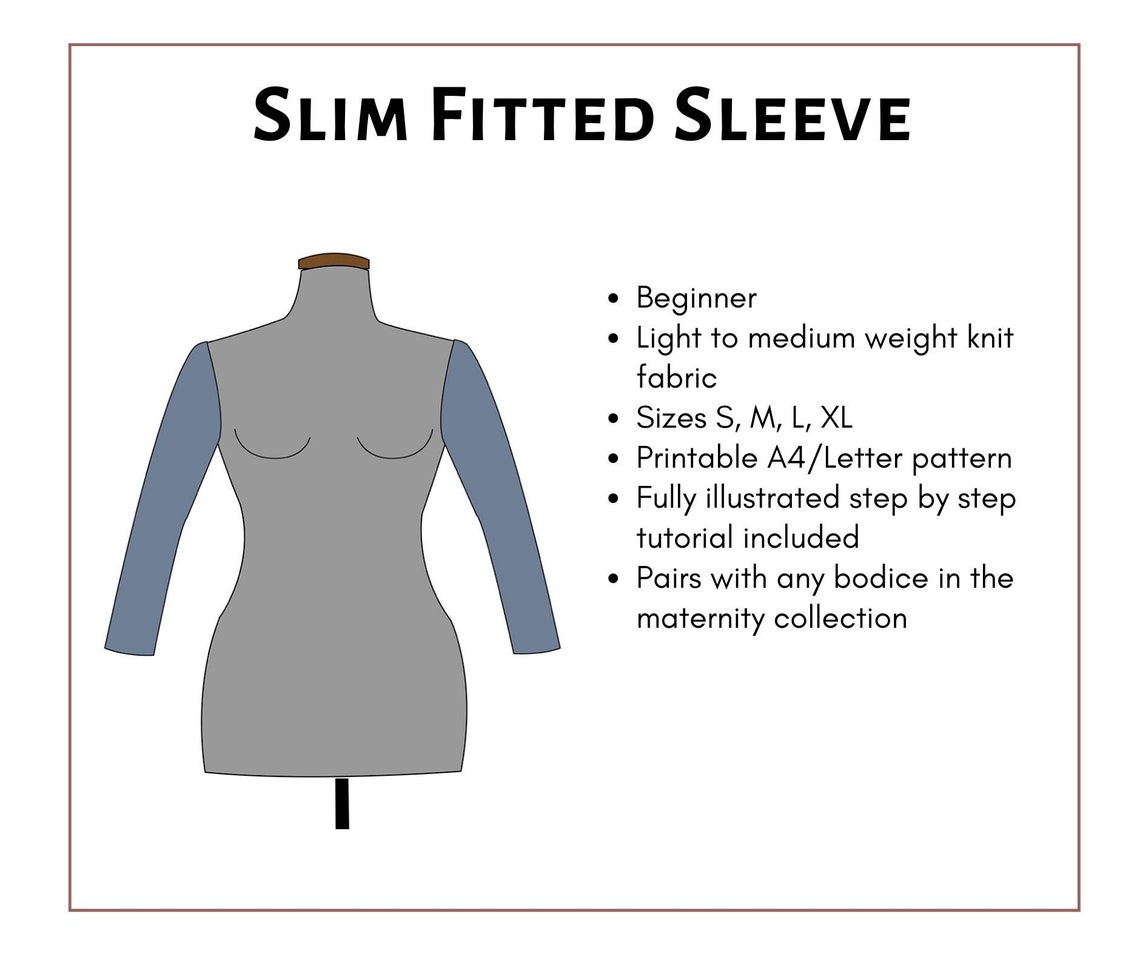 Slim Fitted Sleeve PDF Pattern and Tutorial for Maternity Gowns or ...