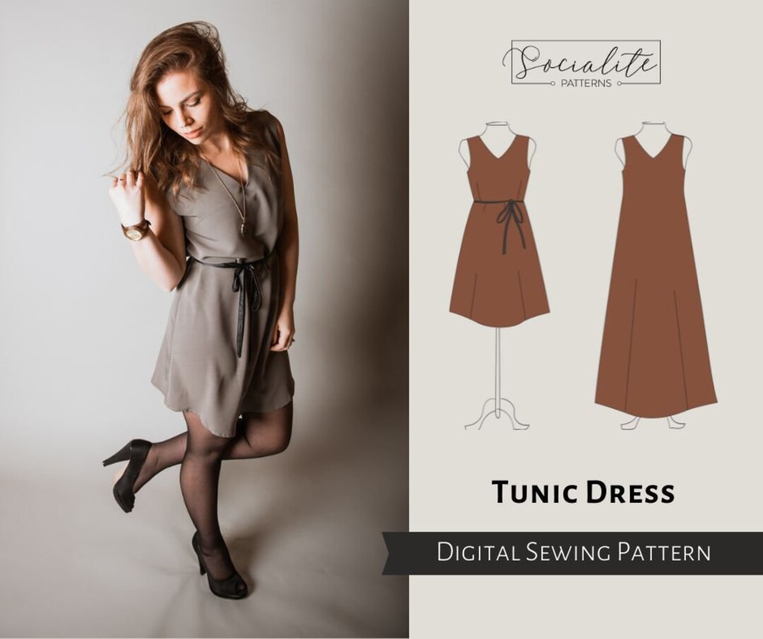 Tunic Dress Pattern. Women's PDF Sewing Pattern and Tutorial. Women's ...