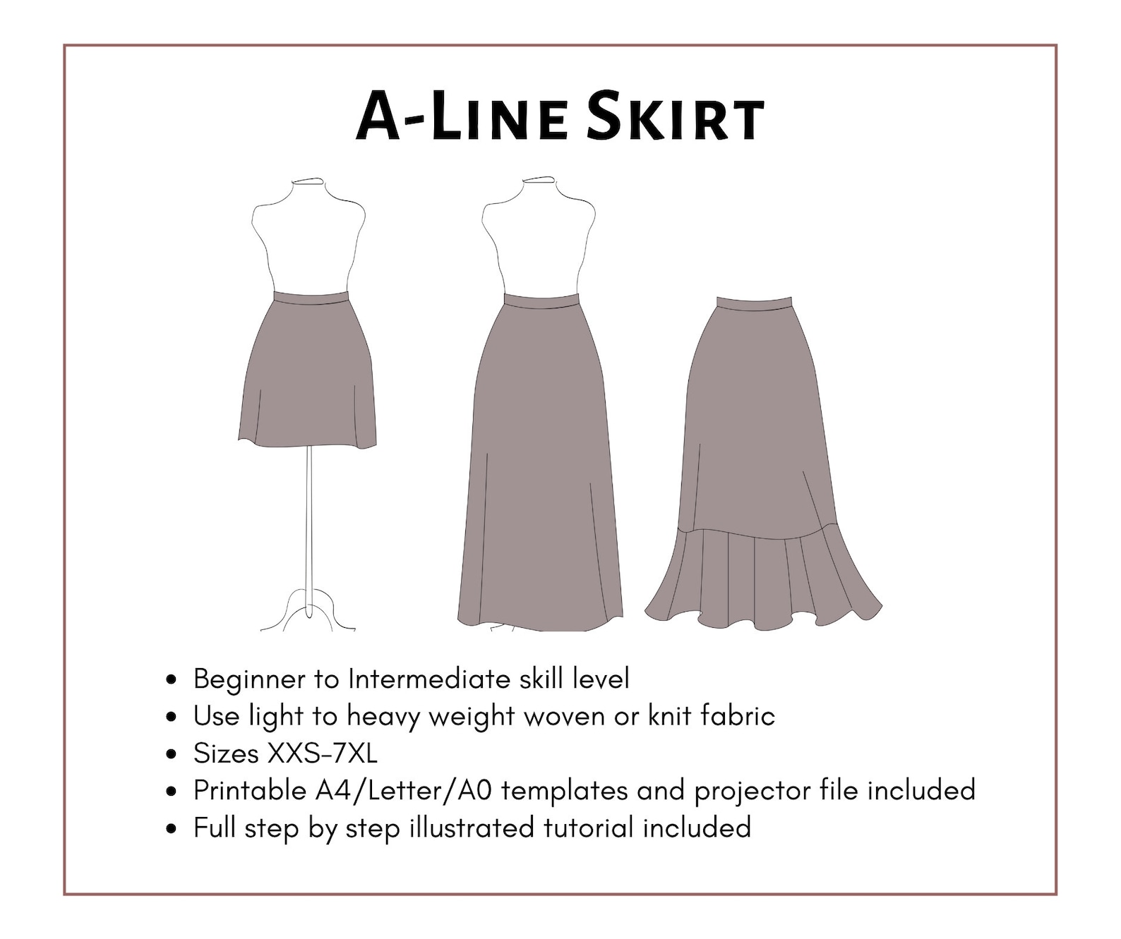 A-line Skirt Pattern. Women's PDF Printable and Projector | Etsy