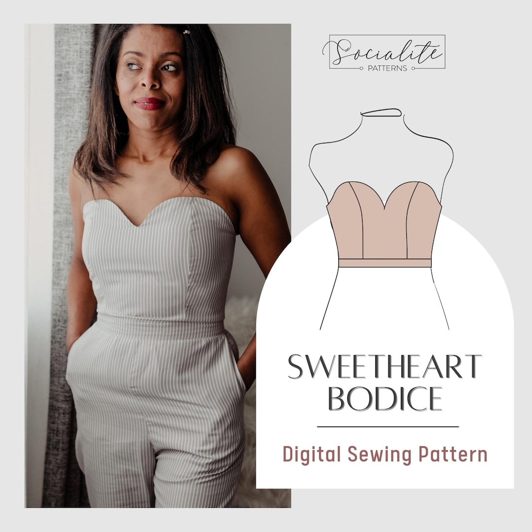 Sweetheart Bodice Pattern. Women's PDF Printable and Projector Sewing ...