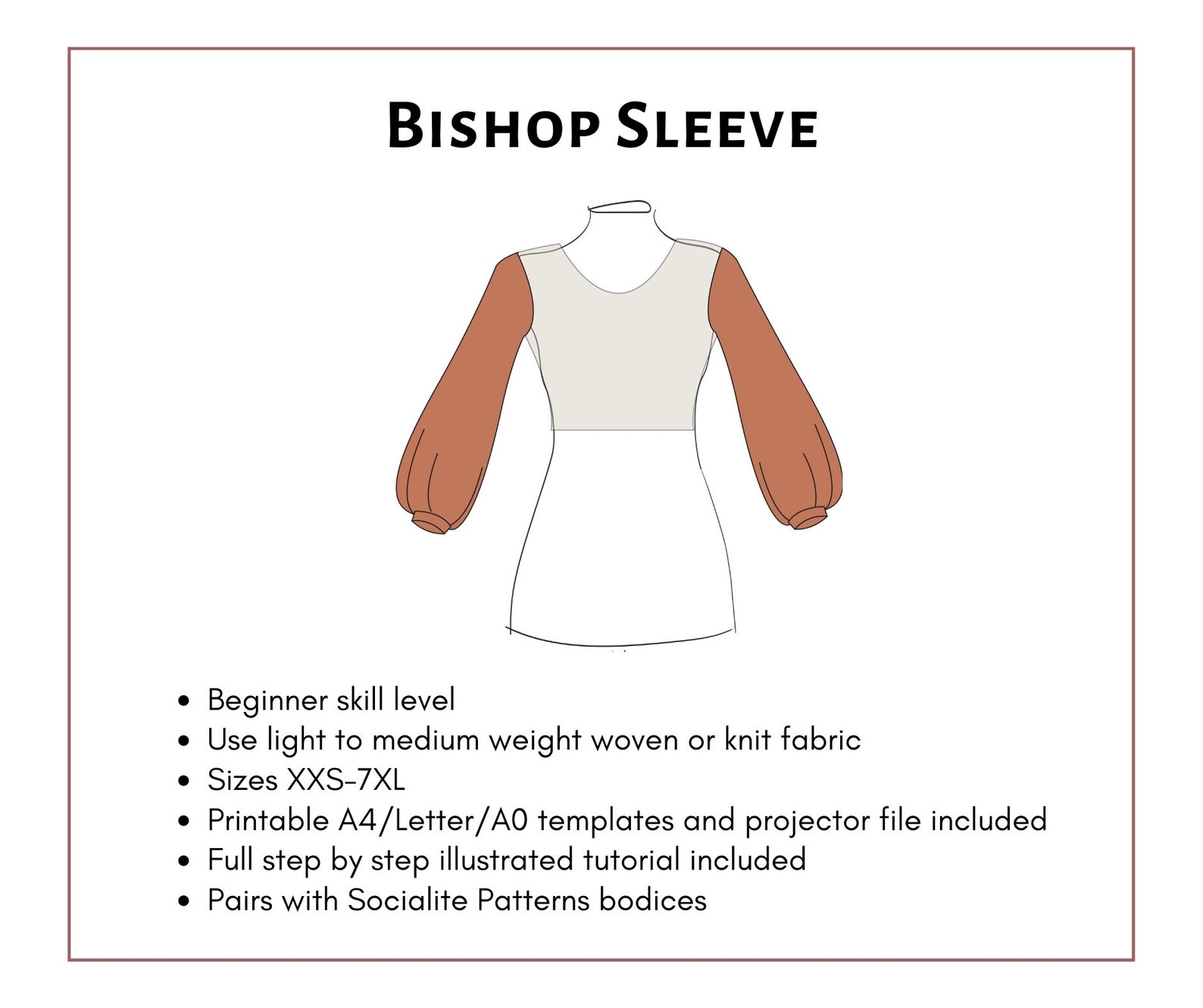 Bishop Sleeve Pattern. Women's PDF Printable and Projector - Etsy