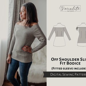 Off Shoulder Slim Bodice Pattern. PDF Printable and Projector Sewing ...