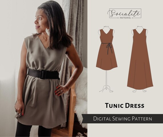 Tunic Dress Pattern. Women's PDF Sewing Pattern and - Etsy