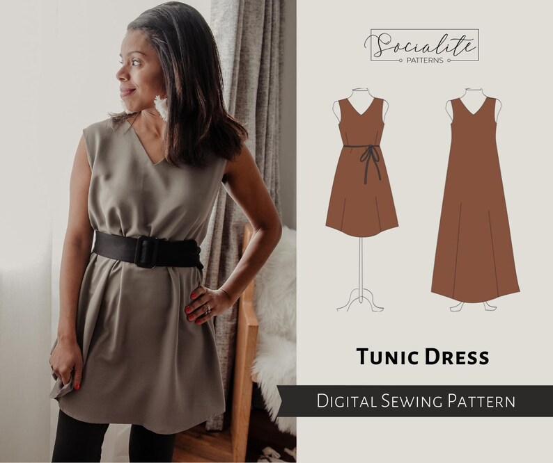 Tunic Dress Pattern. Women's PDF Sewing Pattern and - Etsy