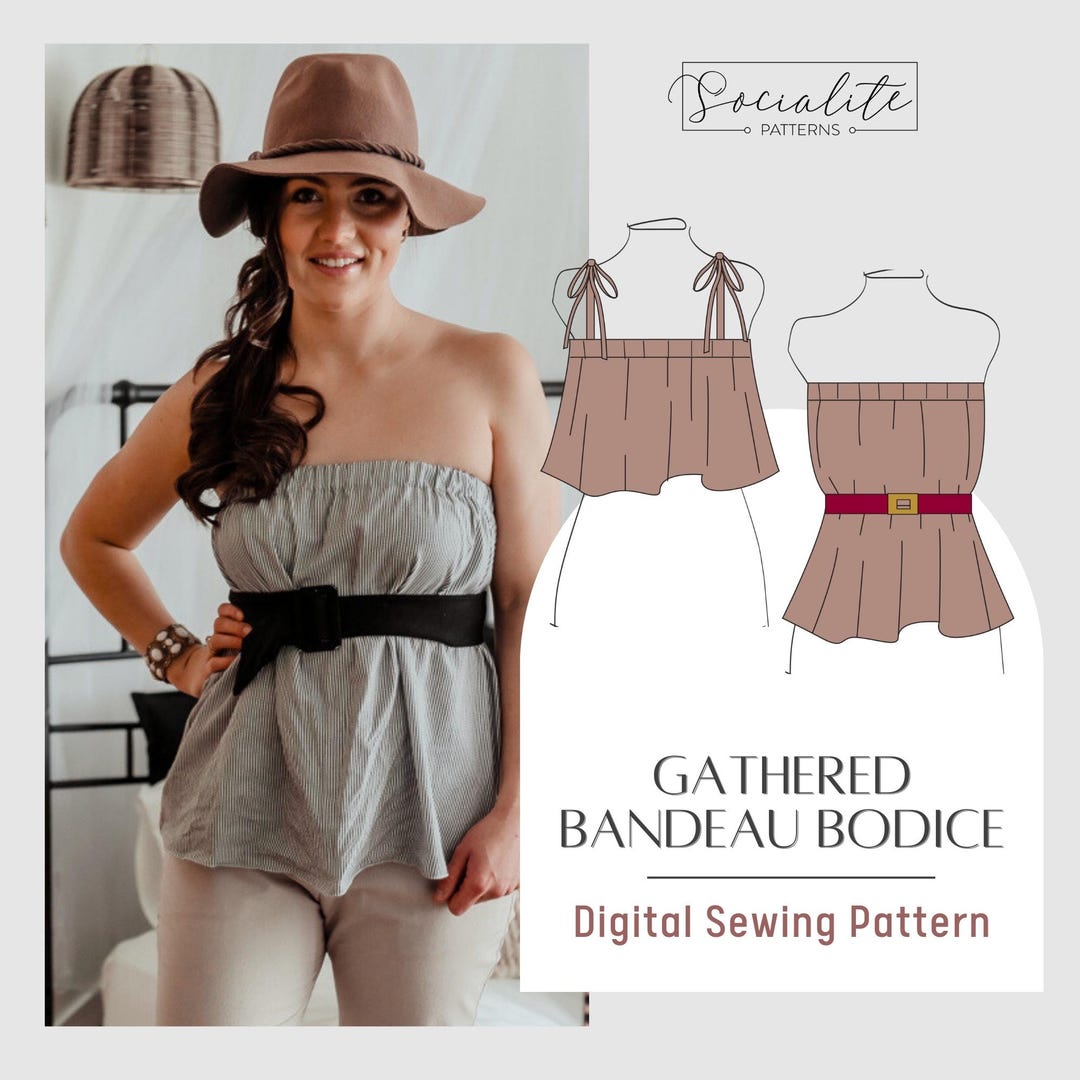 Bandeau Bodice Sewing Pattern: Gathered Crop Top (PDF) - Etsy