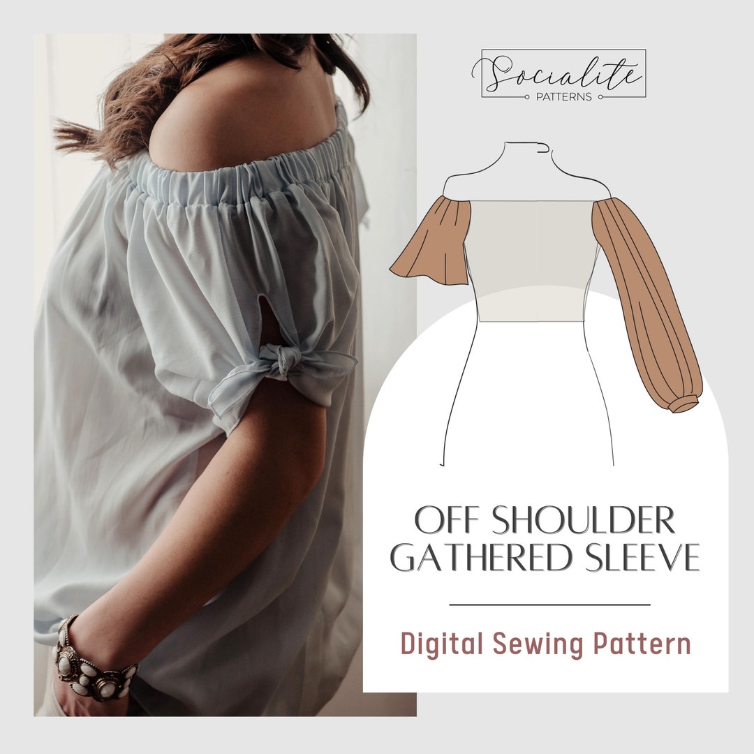 Off Shoulder Gathered Sleeve Pattern. Women's PDF Printable and ...