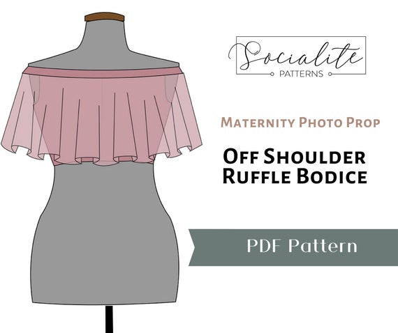 Maternity Off shoulder ruffle bodice. Pdf sewing pattern and | Etsy