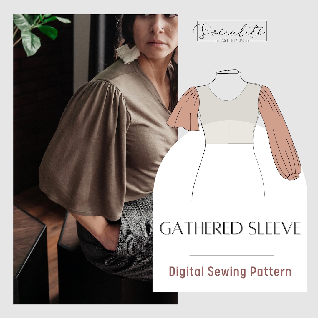 Gathered Sleeve Pattern. Women's PDF Printable and Projector Sewing ...
