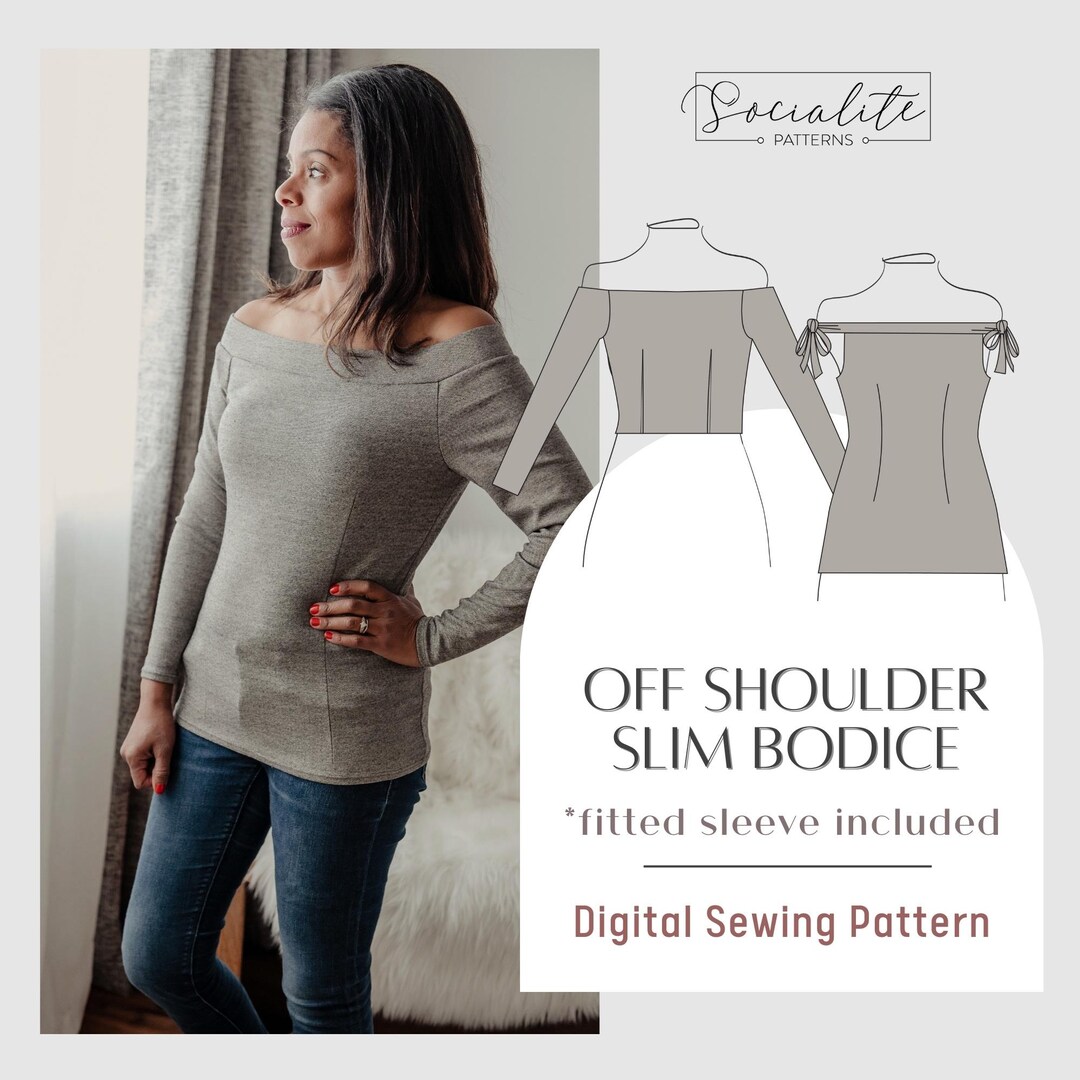 Off Shoulder Slim Bodice Pattern. PDF Printable and Projector Sewing ...