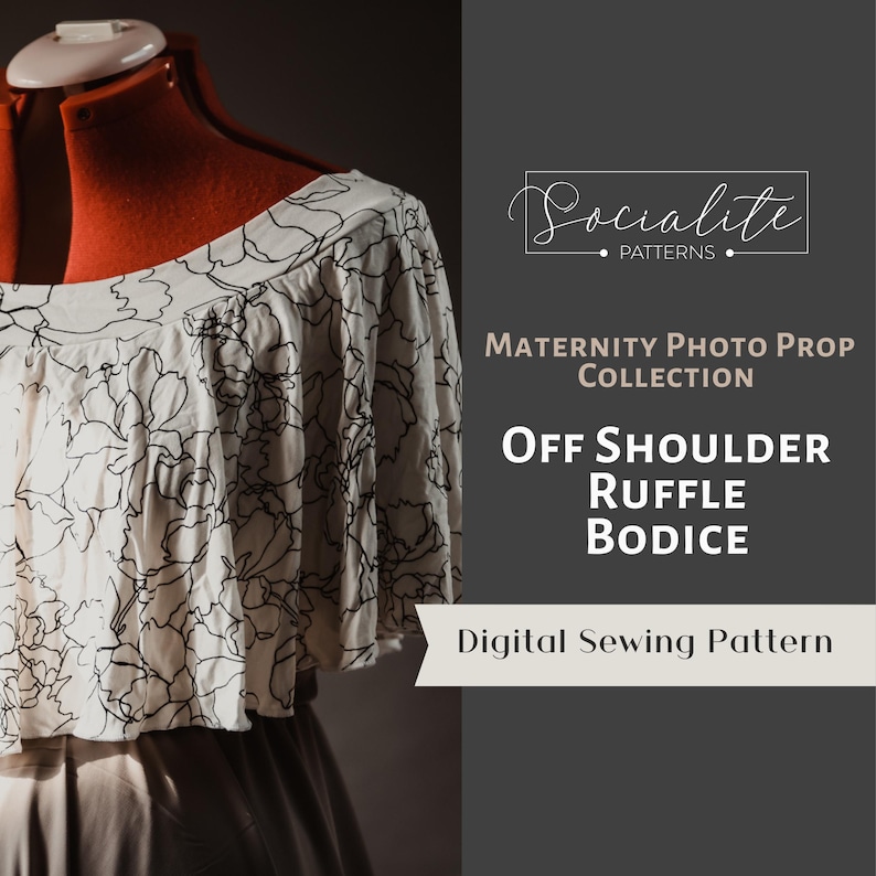 Maternity off Shoulder Ruffle Bodice. Pdf Sewing Pattern and Tutorial ...