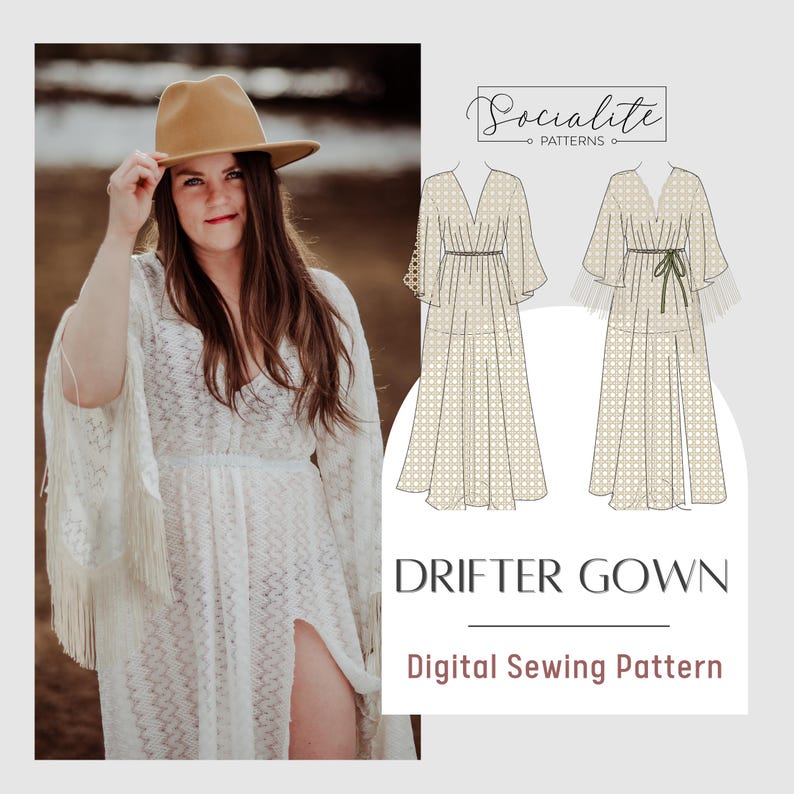 Drifter Gown Pattern. PDF Sewing Pattern and Tutorial. Printable and ...