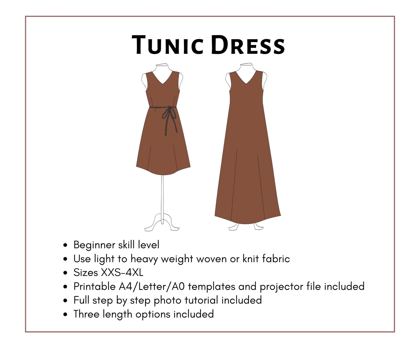 Tunic Dress Pattern. Women's PDF Sewing Pattern and - Etsy