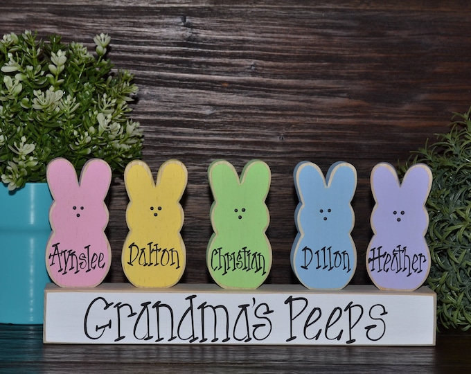 Easter Peeps Wooden Block Set Personalized Peeps Block Set Easter Decoration Grandmas Peeps ...
