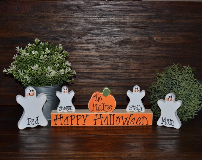 Personalized Halloween Decor Block Set Family Name Decor Halloween ...