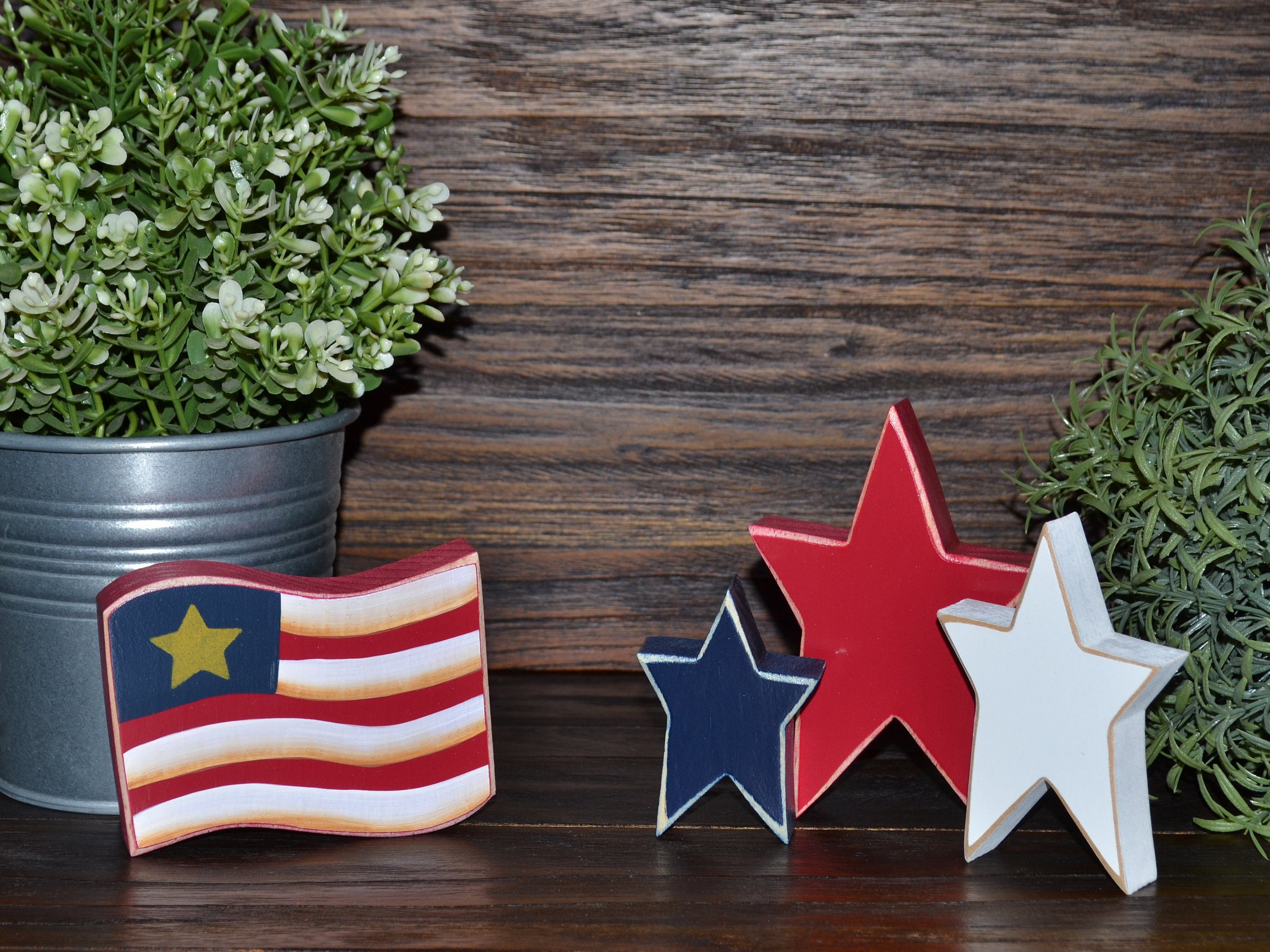 Happy 4th of July Decor Patriotic Wood Block Set Independence - Etsy