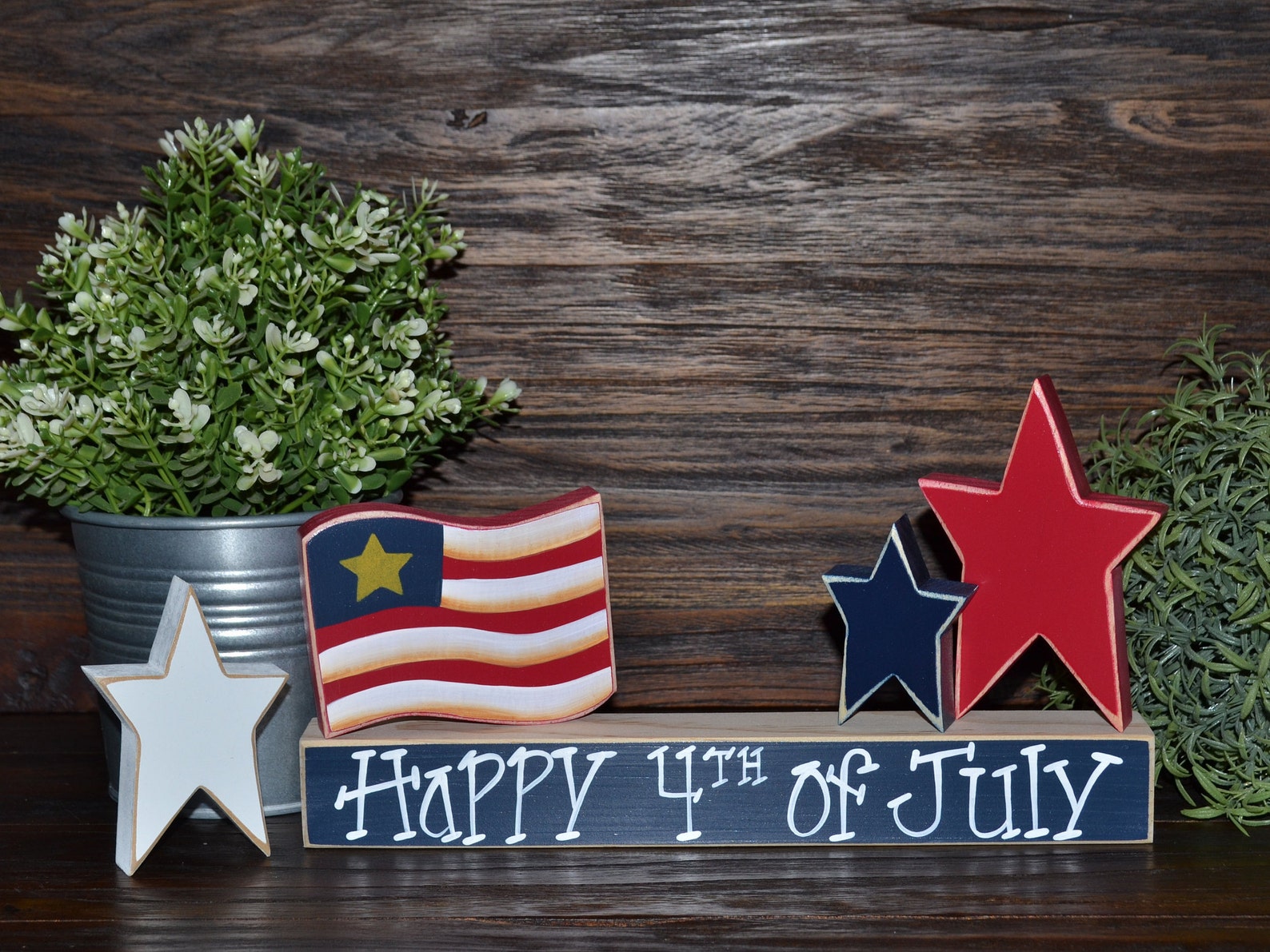 Happy 4th of July Decor Patriotic Wood Block Set Independence - Etsy