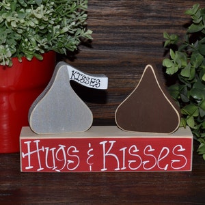 Hugs & Kisses Personalized Valentine Block Set Wood Blocks | Etsy