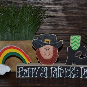 St. Patrick's Day Decor Block Set-leprechaun Gift Set Wood Home Decor ...