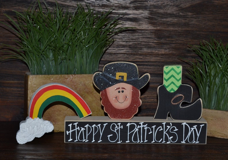 St. Patrick's Day Decor Block Set-leprechaun Gift Set Wood - Etsy