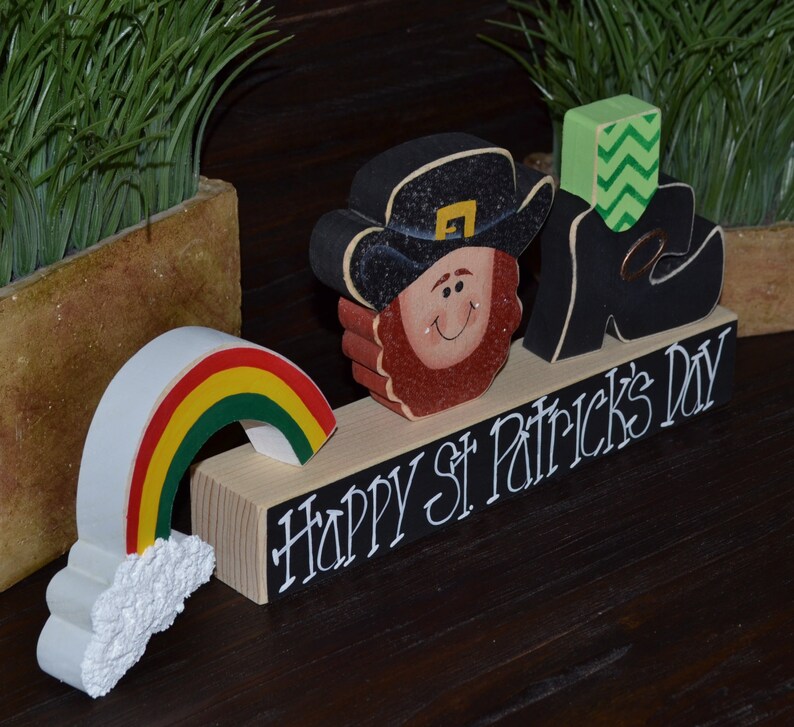 St. Patrick's Day Decor Block Set-leprechaun Gift Set Wood - Etsy