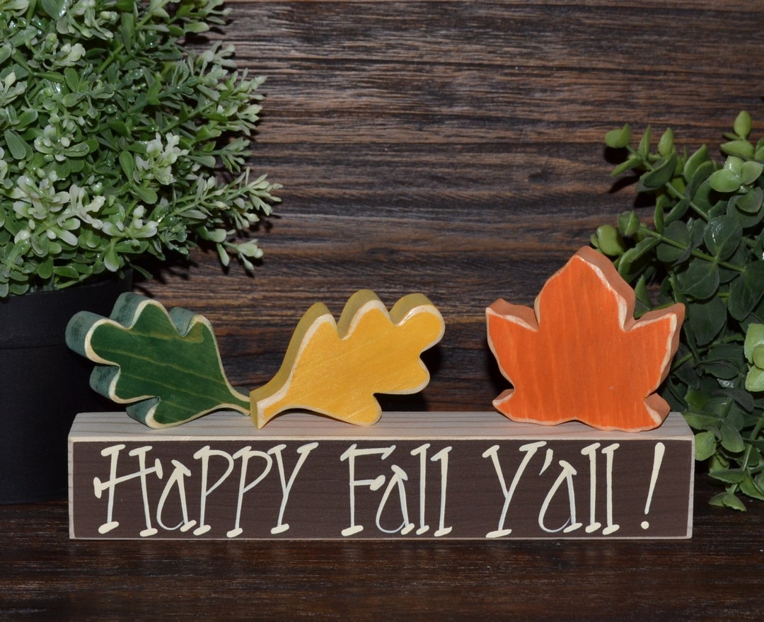 Happy Fall Leaves Decor Fall Shelf Sitter Fall Mantle Decoration Fall ...