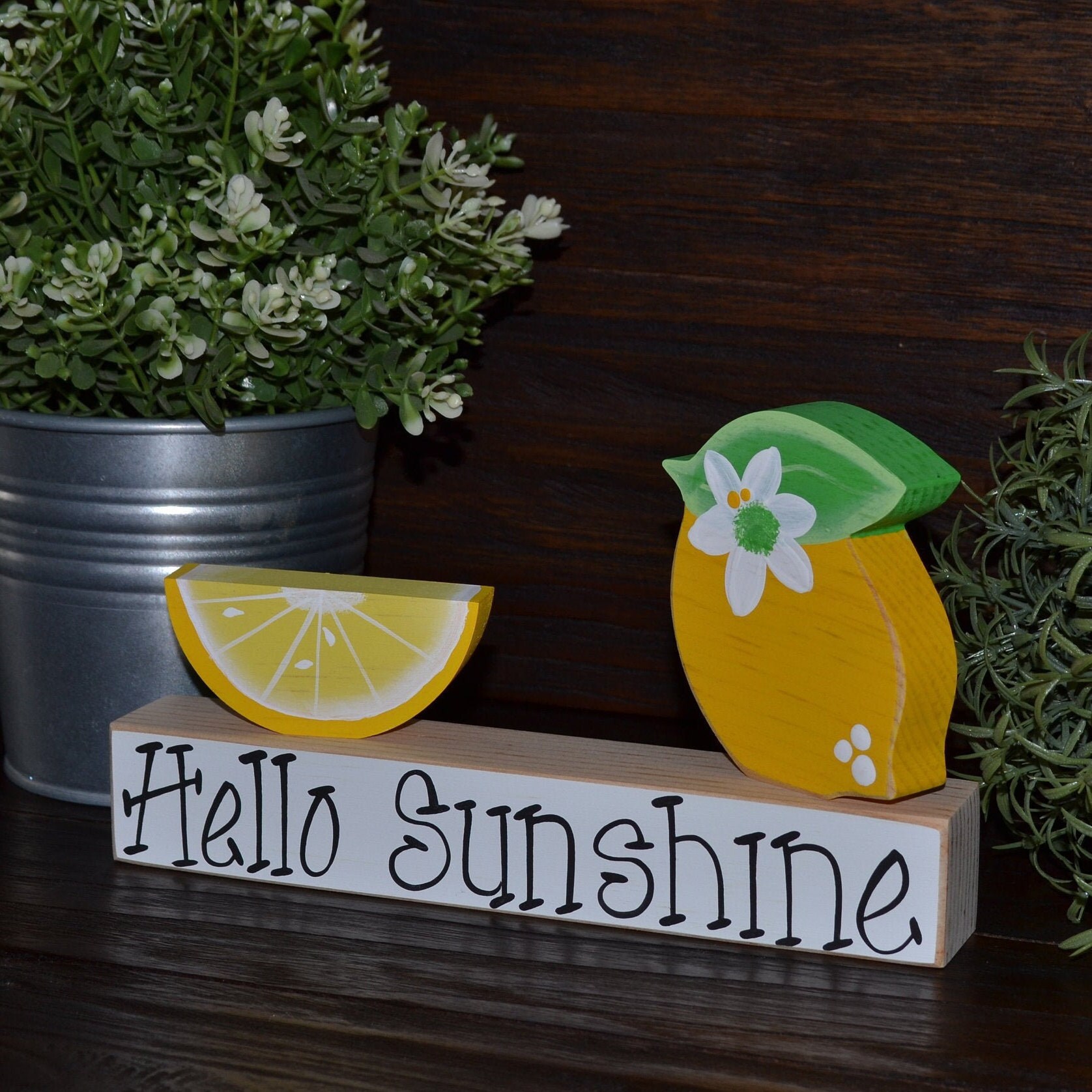 Hello Sunshine Lemon Tiered Tray Decor Set Wood Block Set - Etsy Canada