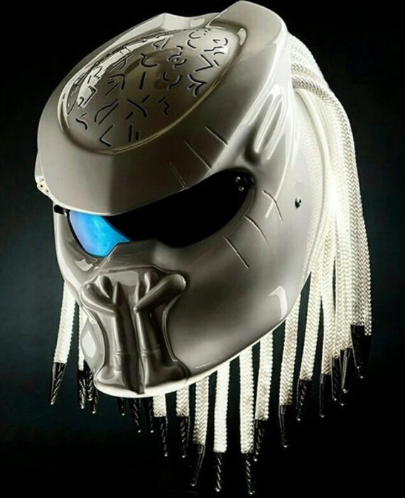 White Predator Motorcycle Helmet