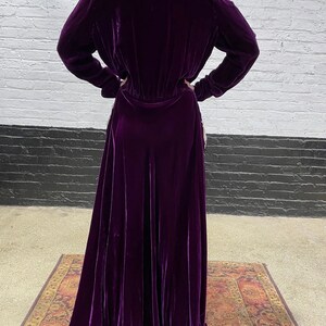 1930's 1940s Silk Velvet Plum Deep Purple Maroon Gown With Lace Dress ...