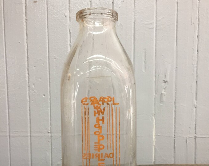 Vintage Milk Bottle - Carl Whipple Dairy Farms Rhode Island - Etsy