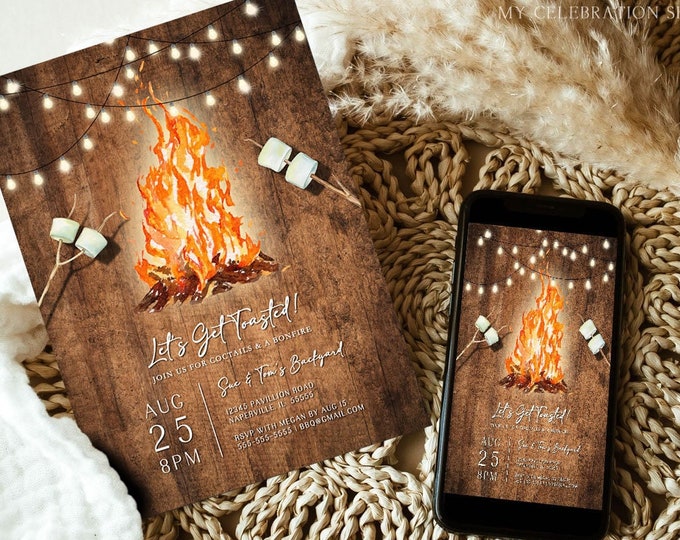 Fall Bonfire Invitation, Fall Harvest Party Invite, Backyard Bonfire ...