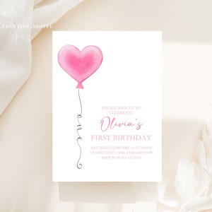 Editable Valentine Birthday Invitation Heart Birthday Invite Pink Kids ...