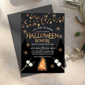 Editable Fall Harvest Bonfire Invitation, Pumpkin Carving Party ...